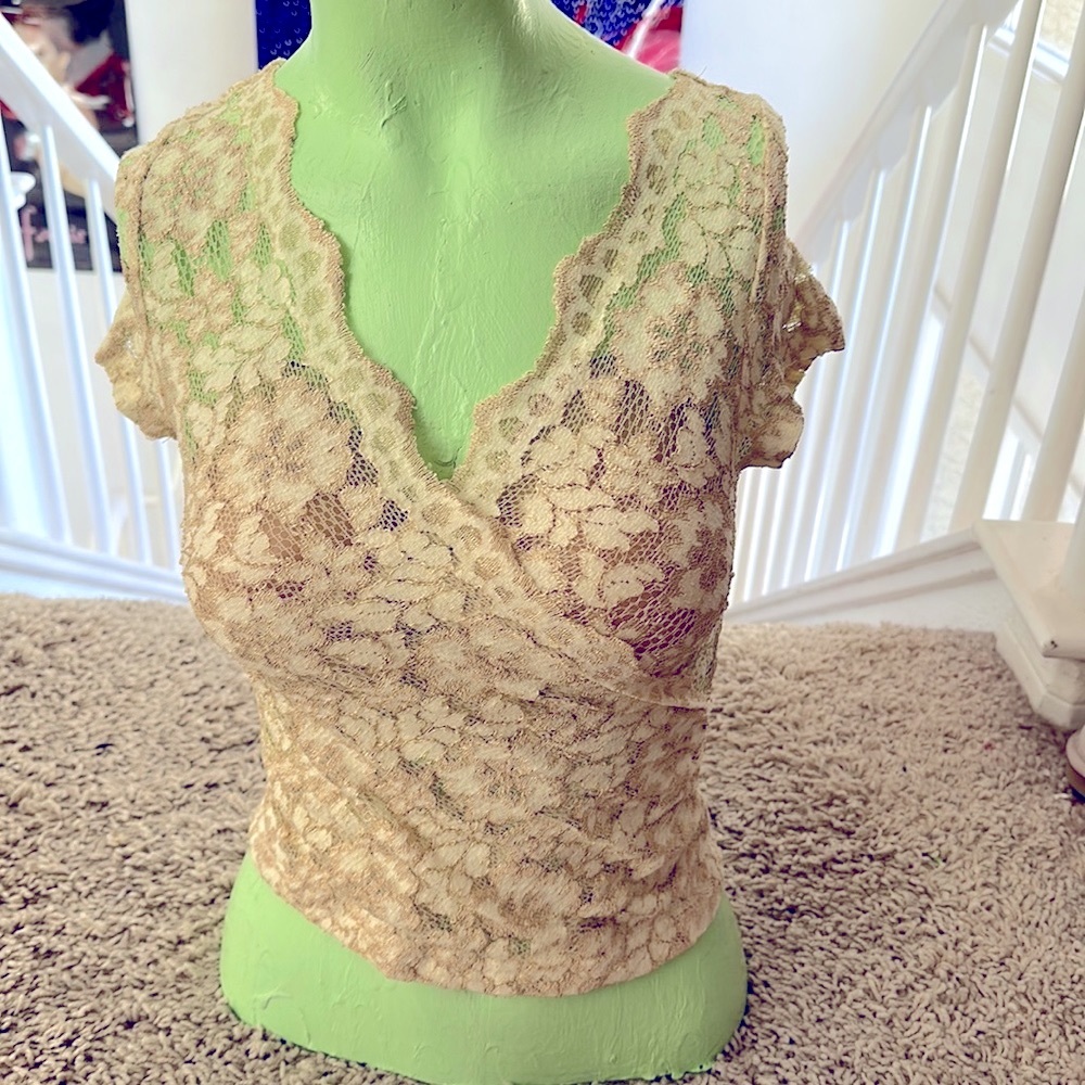 Lace Beige See-Through Top - Gem